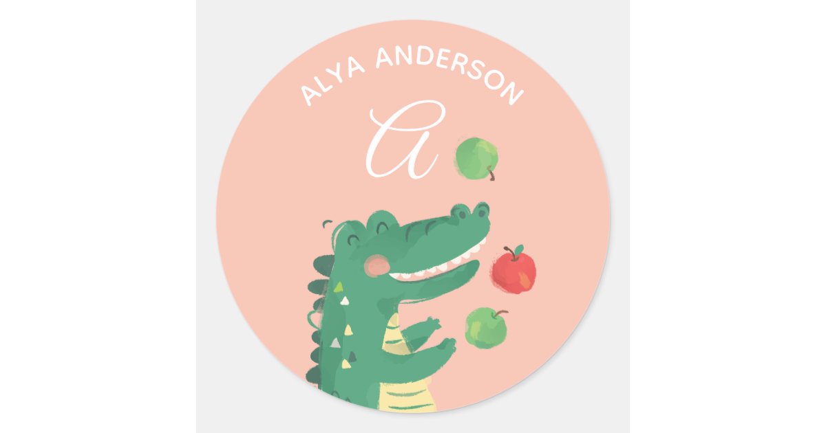 Alligator • Alphabet Monogram Cute School Daycare Classic Round Sticker ...