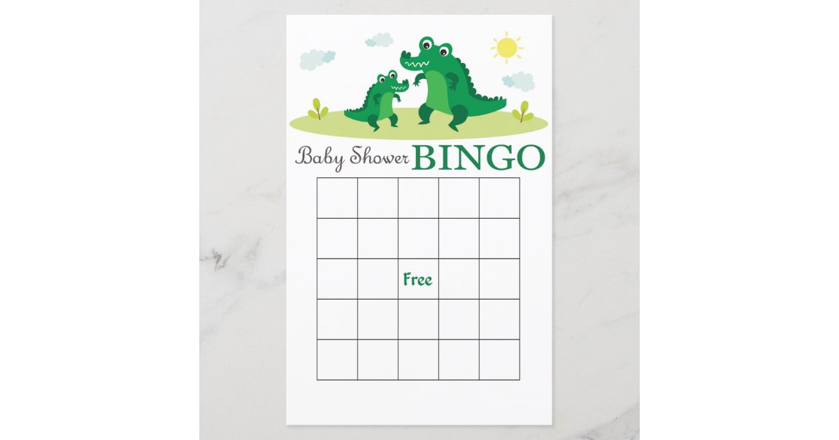 Alligator baby shower bingo card | Zazzle