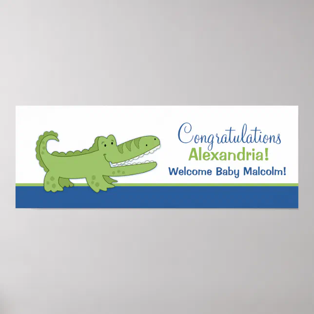 Alligator Banner Poster Print - Blue/Green | Zazzle