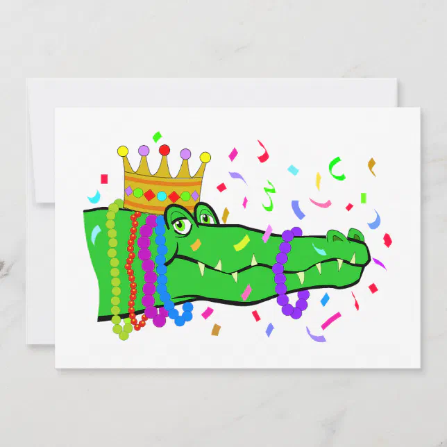 Alligator Beads Mardi Gras Party Invitation | Zazzle