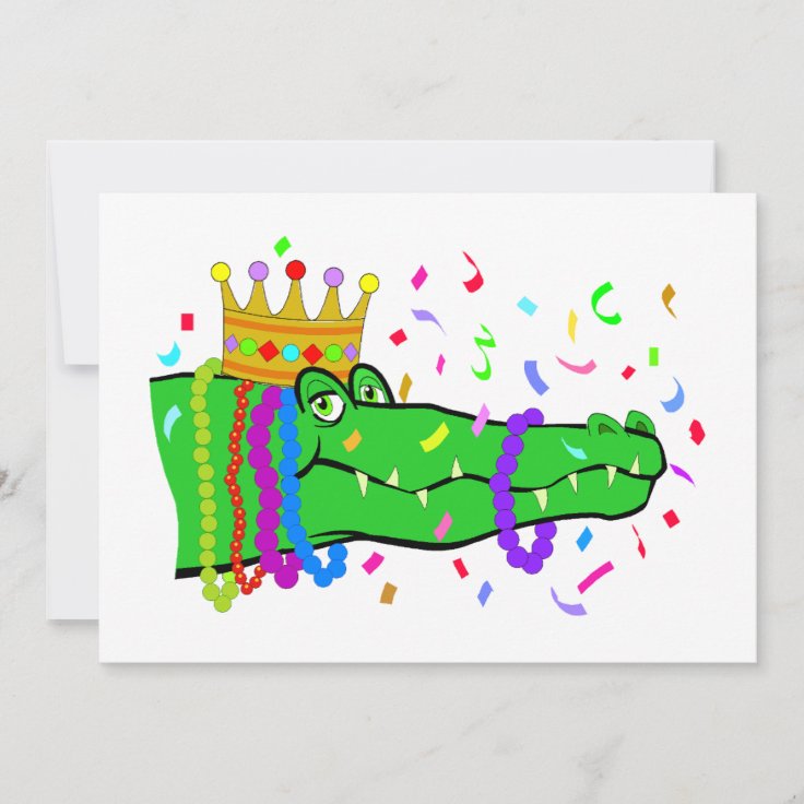 Alligator Beads Mardi Gras Party Invitation | Zazzle