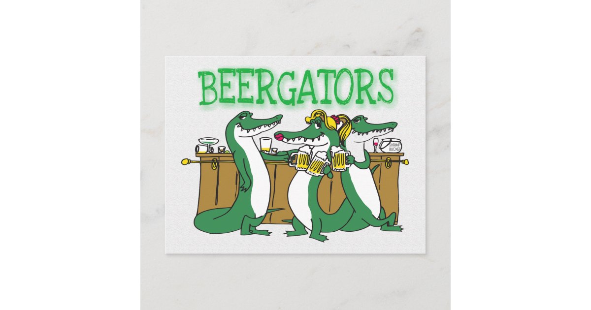 Alligator Beer Bar Postcard | Zazzle