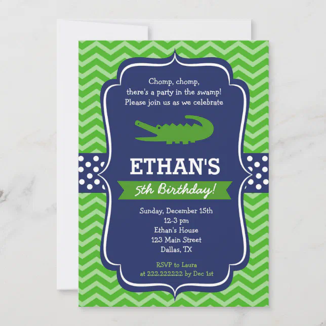 Alligator Birthday Party Invitations | Zazzle