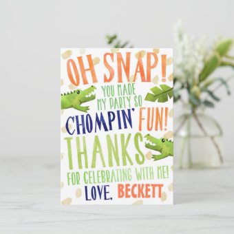 Alligator Birthday Thank You Note Cards | Zazzle