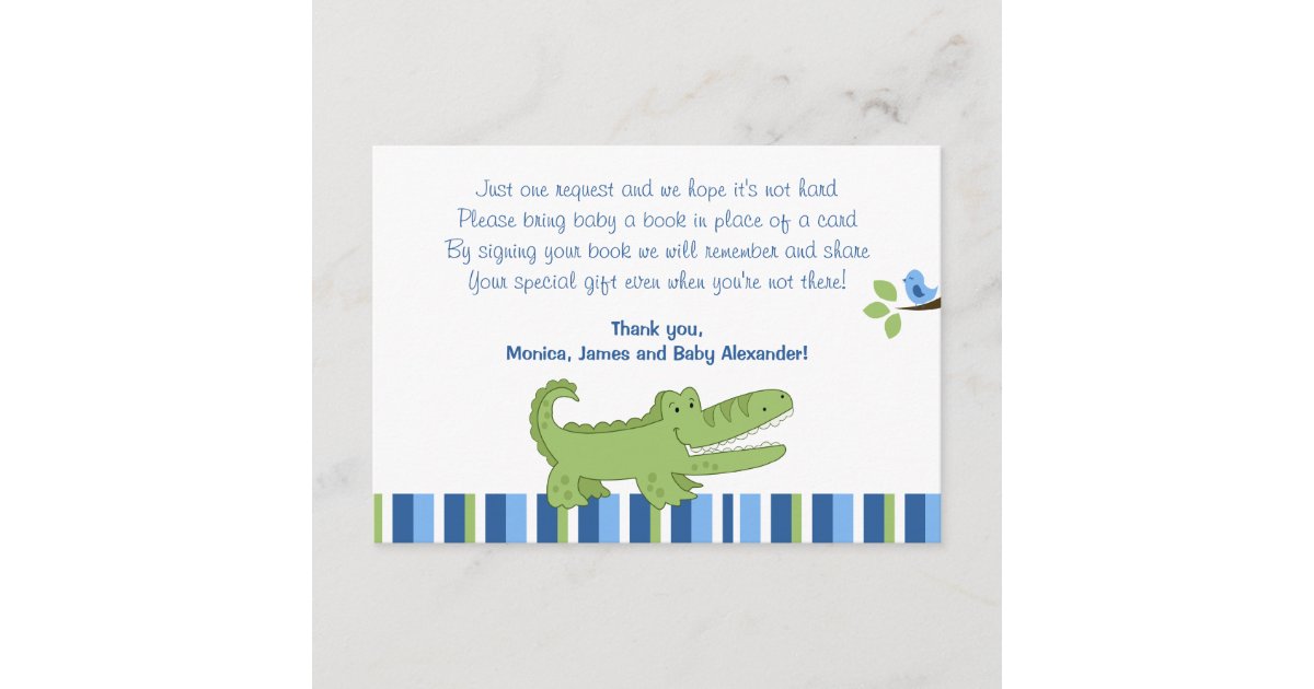 Alligator Blue/Green RSVP Enclosure Cards | Zazzle