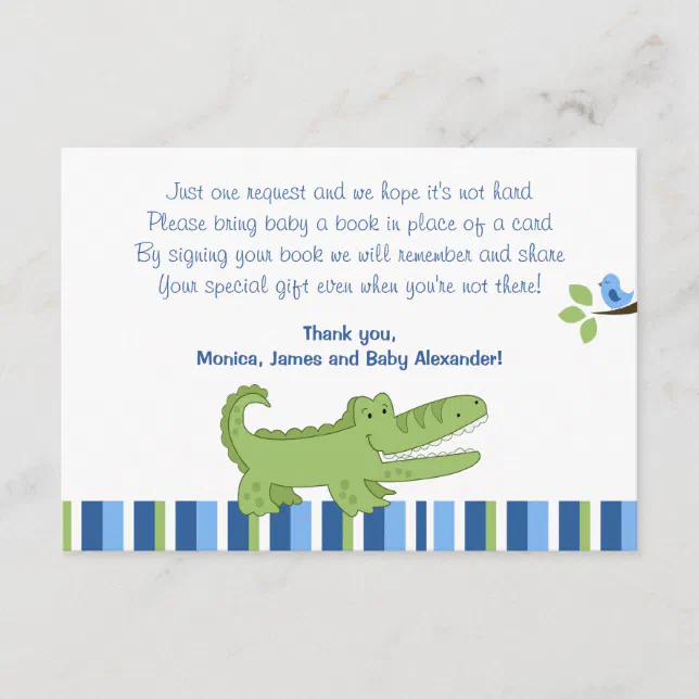 Alligator Blue/Green RSVP Enclosure Cards | Zazzle