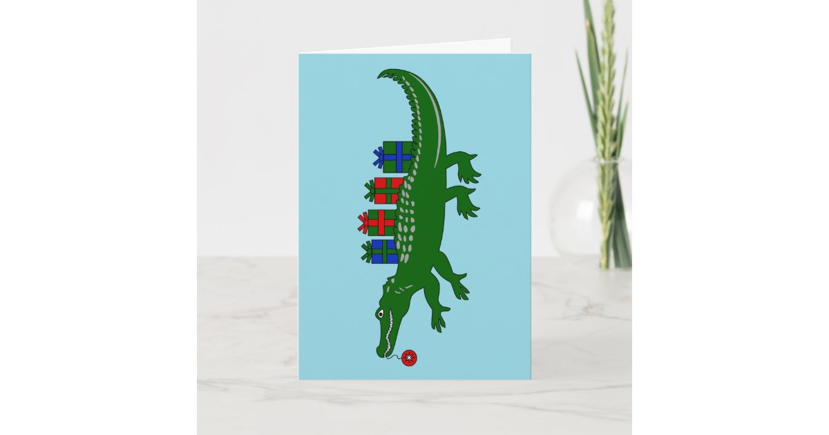 Alligator Christmas Card | Zazzle