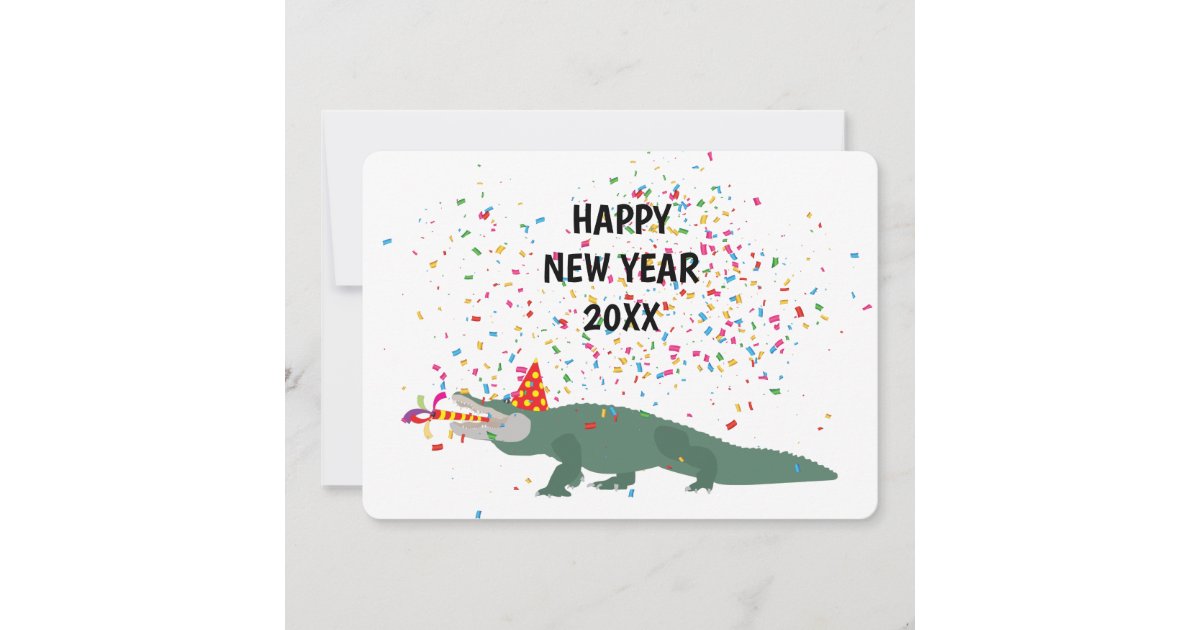 Alligator Crocodile - Animals Happy New Year Holiday Card | Zazzle
