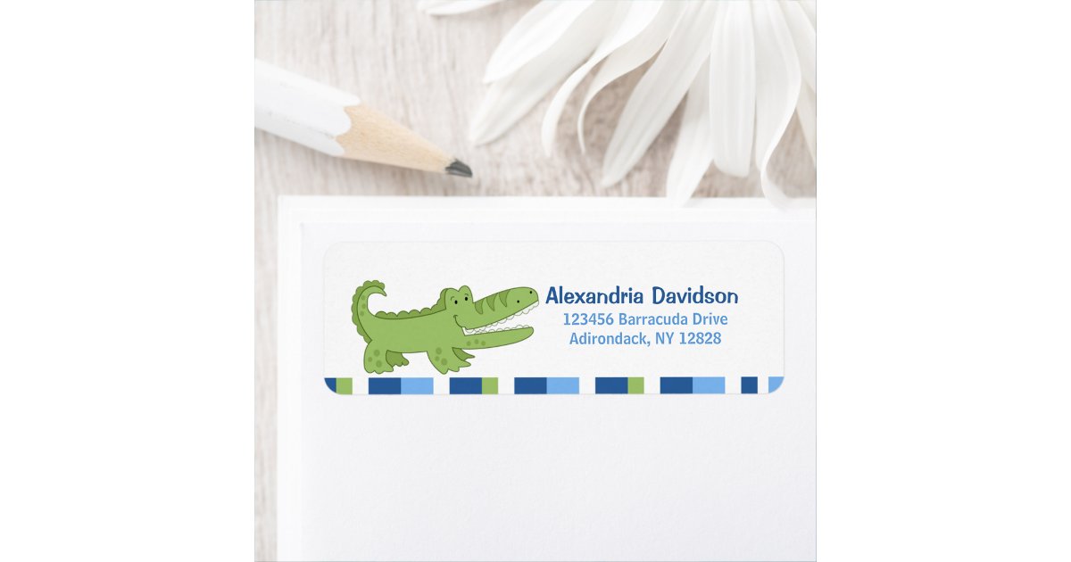 Alligator Custom Address Labels - Green/Blue | Zazzle