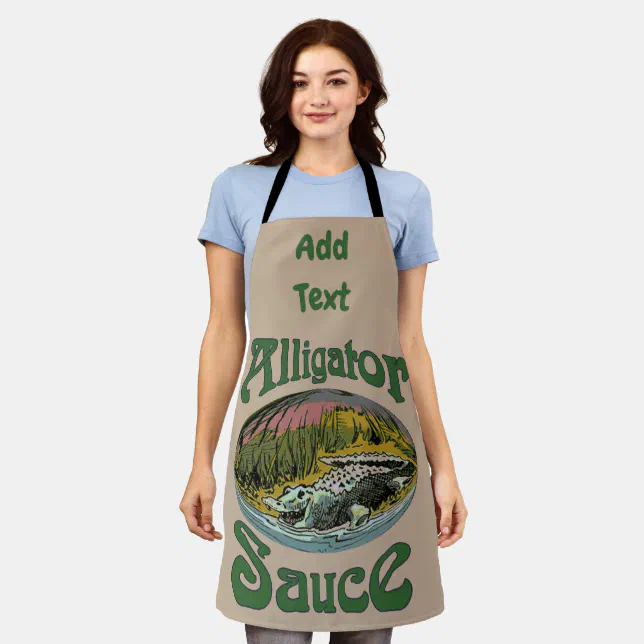 Alligator Design edit & add text, Apron | Zazzle