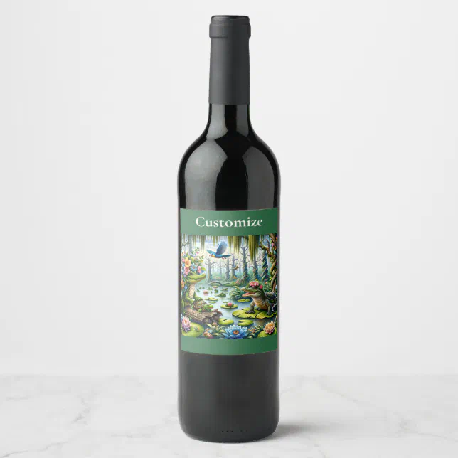 Alligator Fantasy Swamp Thunder_Cove Wine Label | Zazzle