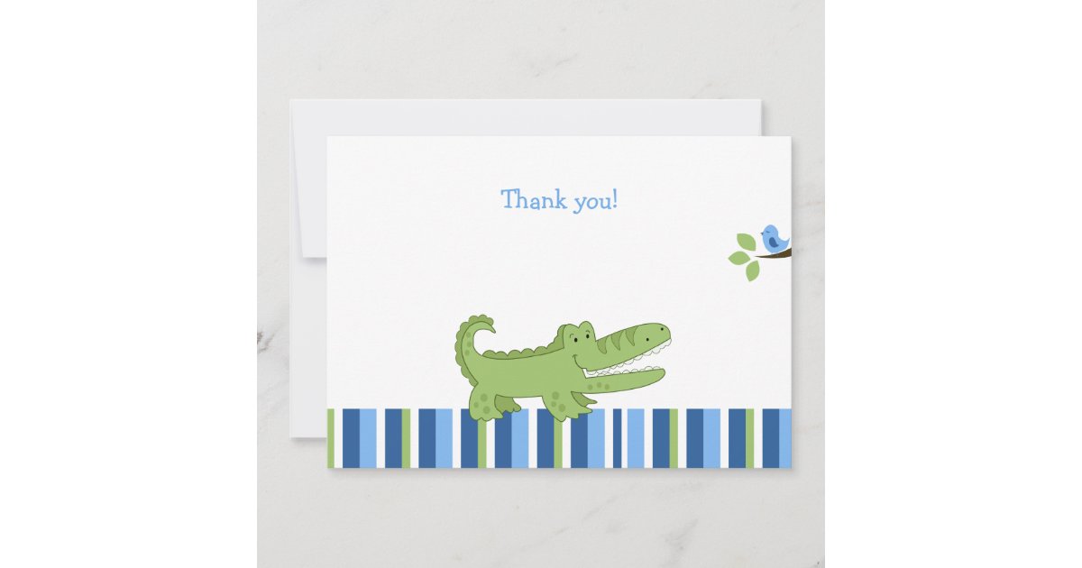 Alligator Flat Thank you note - Blue/Green | Zazzle