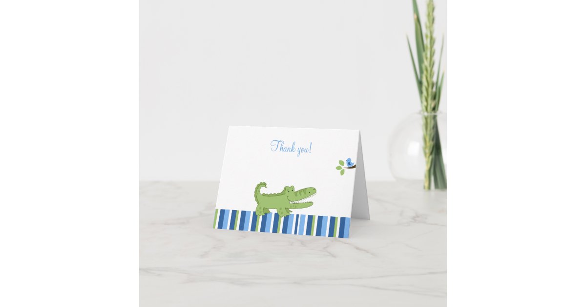 Alligator Folded Thank you notes - Blue/Green | Zazzle