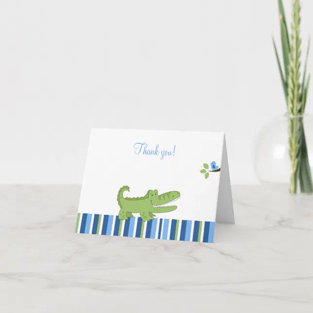 Alligator Folded Thank you notes - Blue/Green | Zazzle