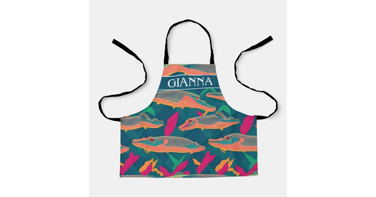 Alligator Gar Rainbow Colorful Pattern Apron | Zazzle