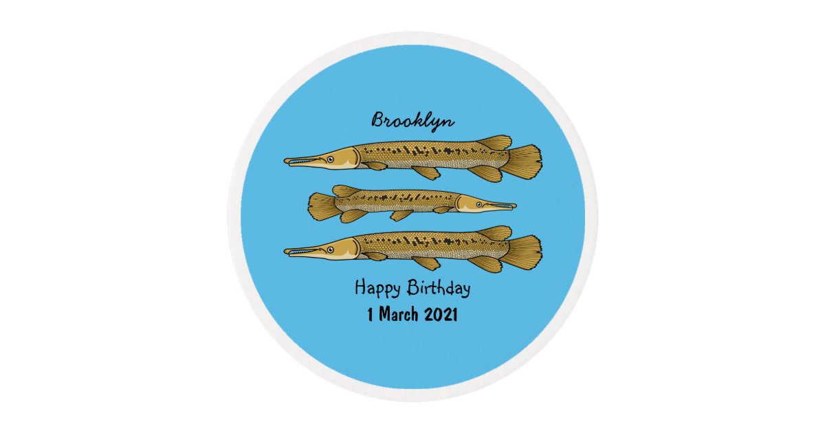 Alligator garfish cartoon illustration edible frosting rounds | Zazzle