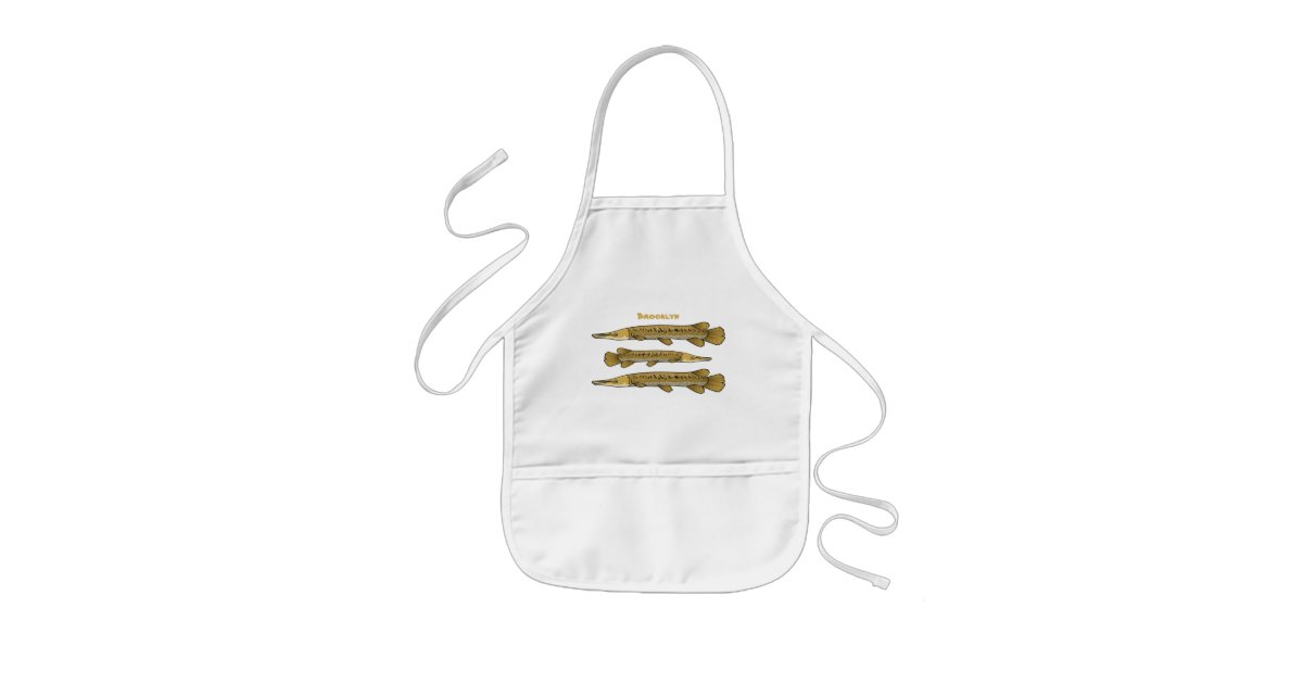 Alligator garfish cartoon illustration kids' apron | Zazzle