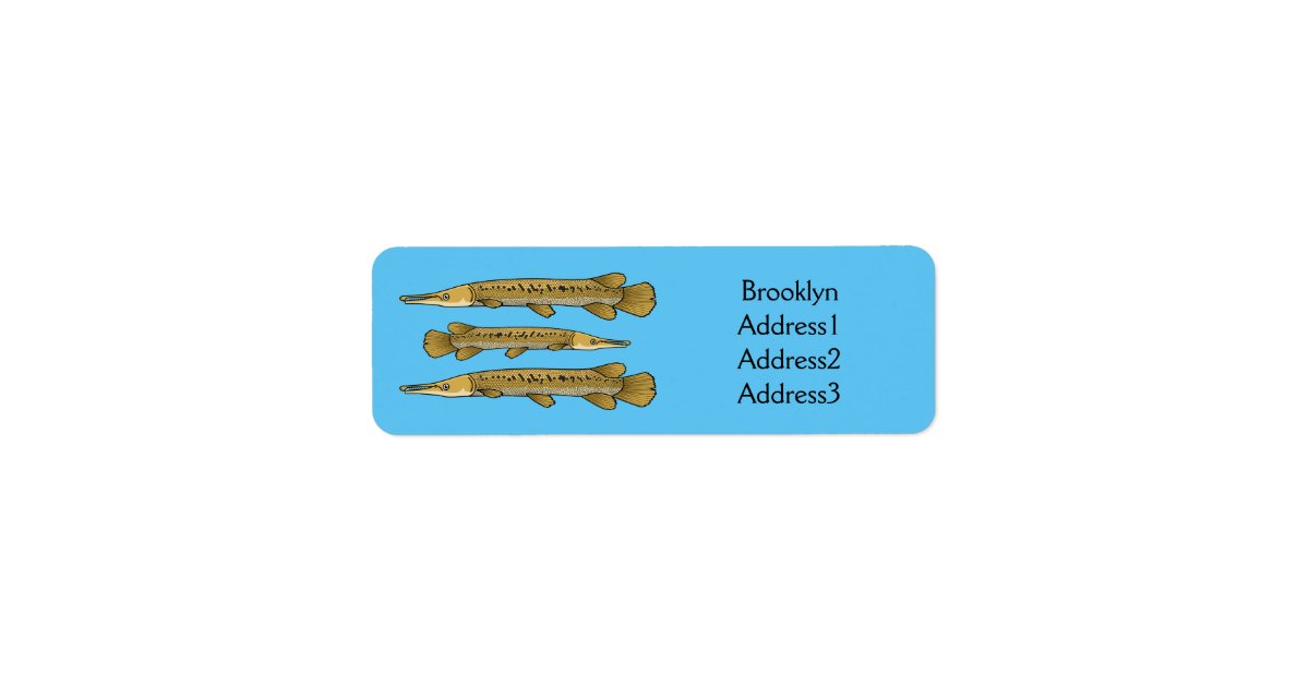 Alligator garfish cartoon illustration label | Zazzle
