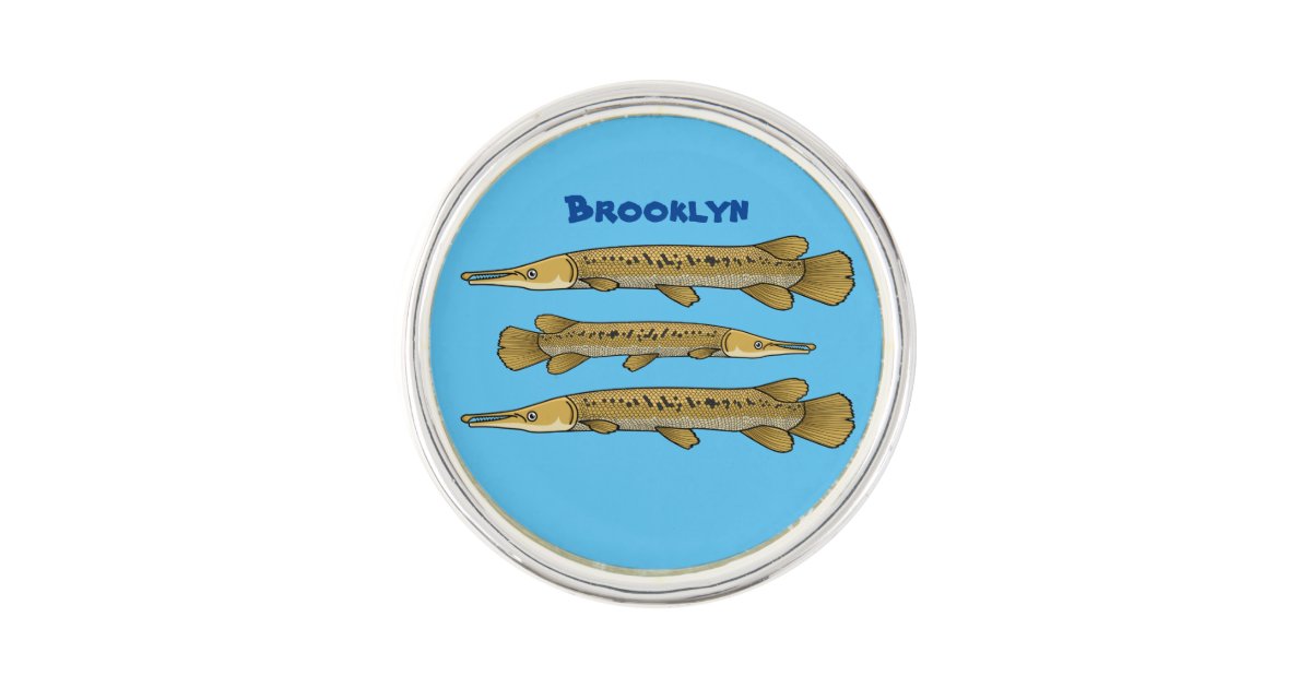 Alligator garfish cartoon illustration lapel pin | Zazzle