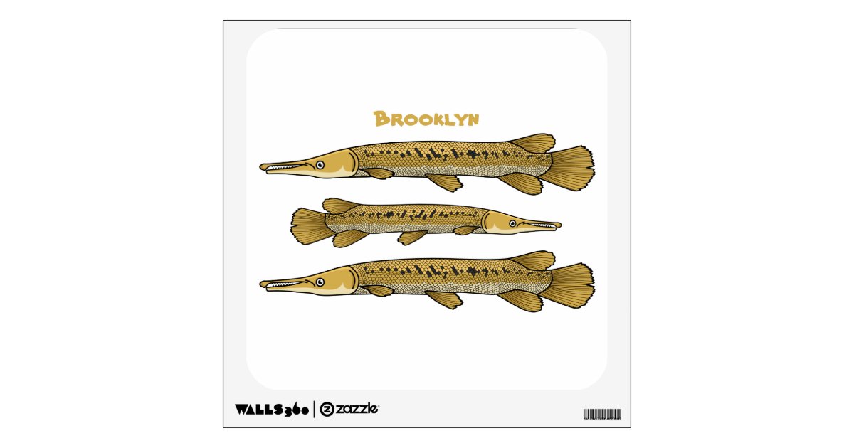 Alligator garfish cartoon illustration wall decal | Zazzle
