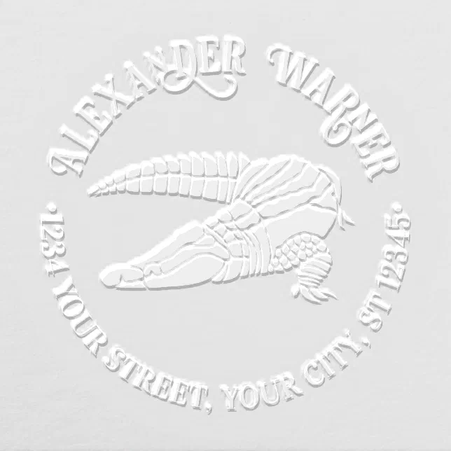 Alligator Gator Reptile Name Return Address Round Embosser | Zazzle