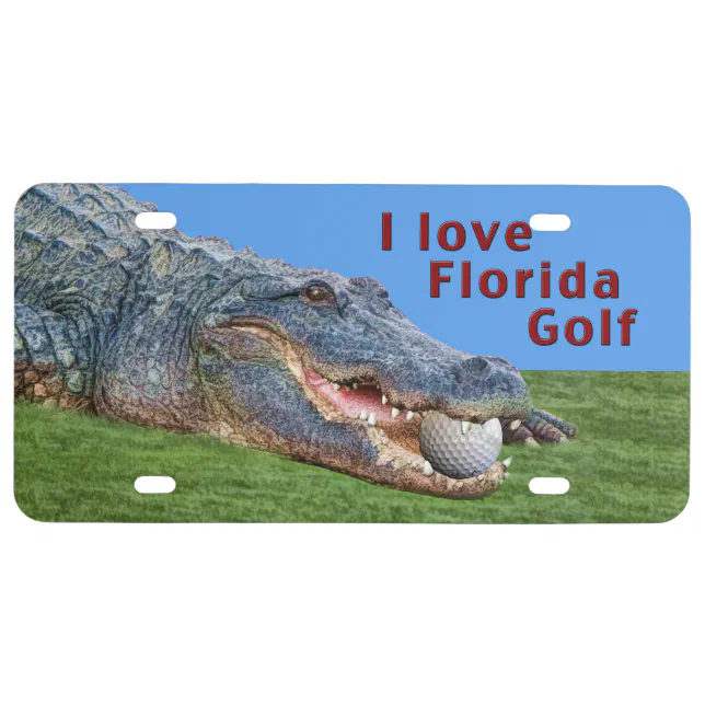 Alligator, Golf Ball, Florida Golf License Plate | Zazzle