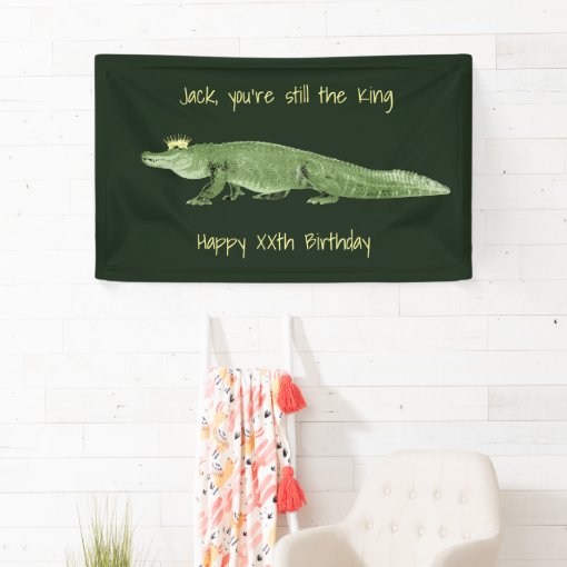 Alligator in a Crown Birthday Banner | Zazzle