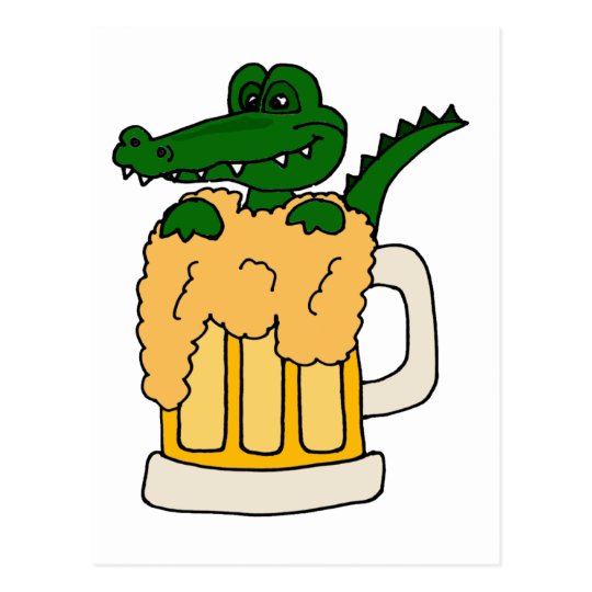 Alligator in Beer Mug Postcard | Zazzle.com