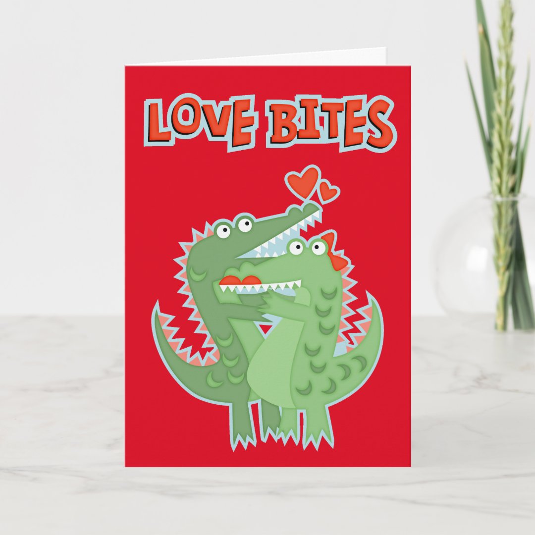 Alligator Love Bites Valentine Holiday Card | Zazzle