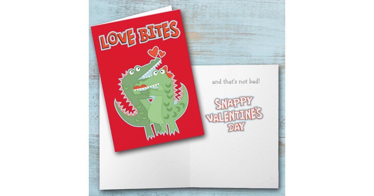 Alligator Love Bites Valentine Holiday Card | Zazzle