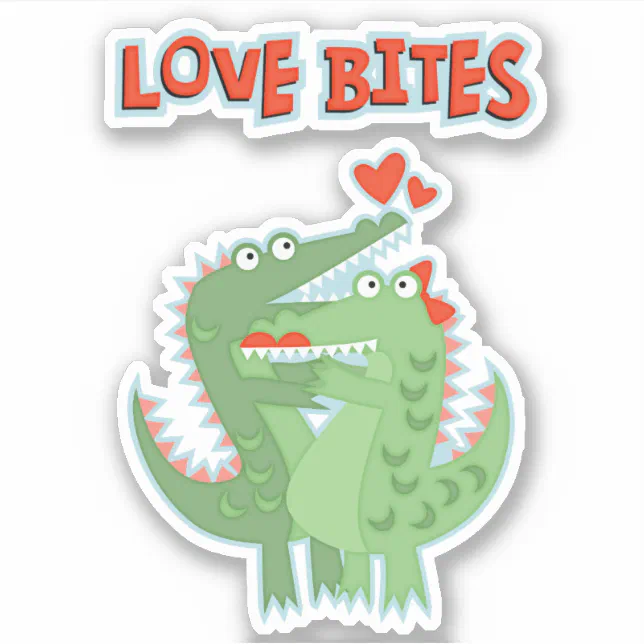 Alligator Love Bites Valentine Sticker | Zazzle