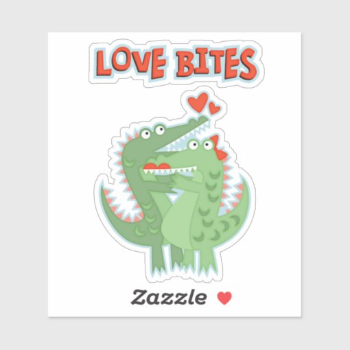Alligator Love Bites Valentine Sticker | Zazzle