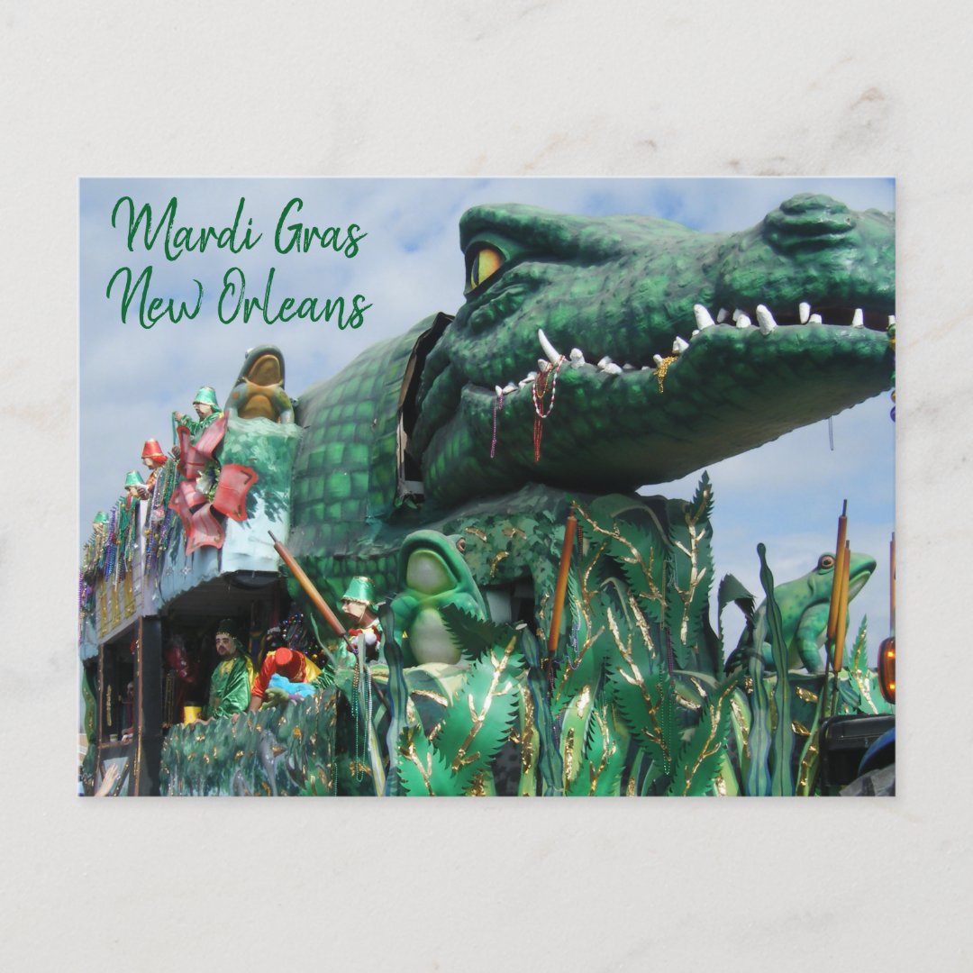 Alligator Mardi Gras Float Postcard | Zazzle