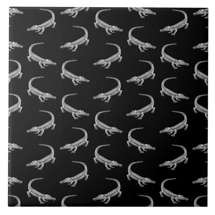 Alligator Pattern Vintage Art Alligators Design Ceramic Tile | Zazzle