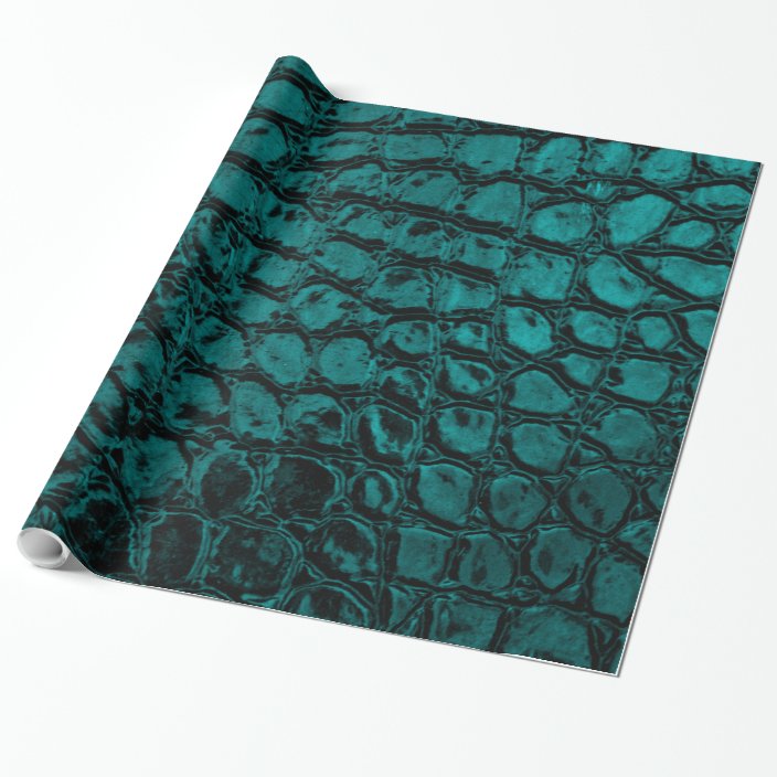 Alligator Teal Faux Leather Wrapping Paper | Zazzle.com