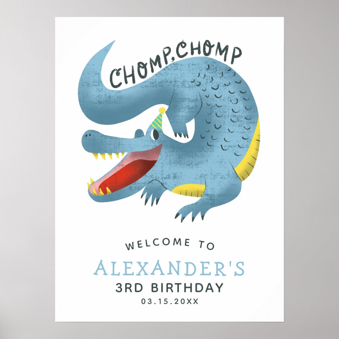 Alligator Theme Boys Birthday Party Welcome Sign | Zazzle
