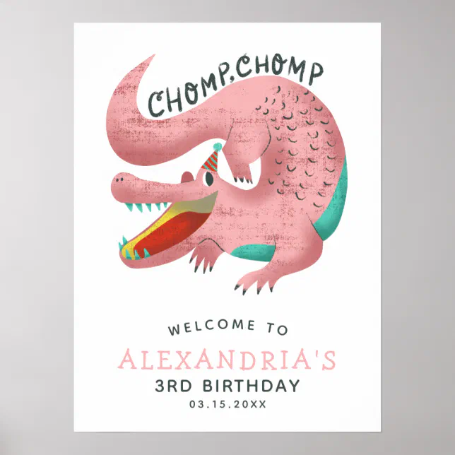 Alligator Theme Girls Birthday Party Welcome Sign | Zazzle