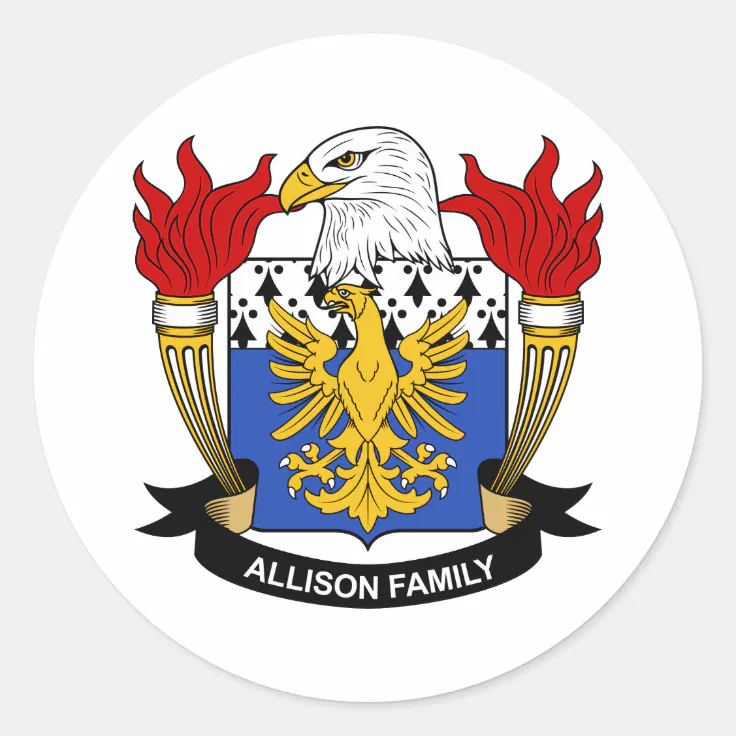 Allison Family Crest Classic Round Sticker | Zazzle