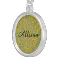 Allison name abstract art background calligraphy silver plated necklace ...