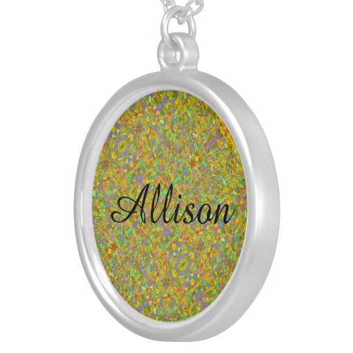 Allison name abstract art background calligraphy silver plated necklace ...