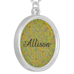 Allison name abstract art background calligraphy silver plated necklace ...
