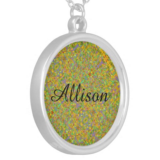 Allison name abstract art background calligraphy silver plated necklace ...