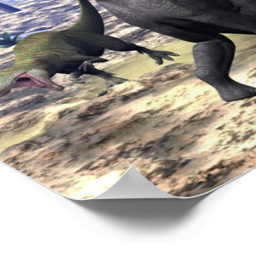 Allosaurus attacking brachiosaurus dinosaur poster | Zazzle