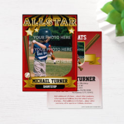 ALLSTAR Dark Red Custom Baseball Card | Zazzle