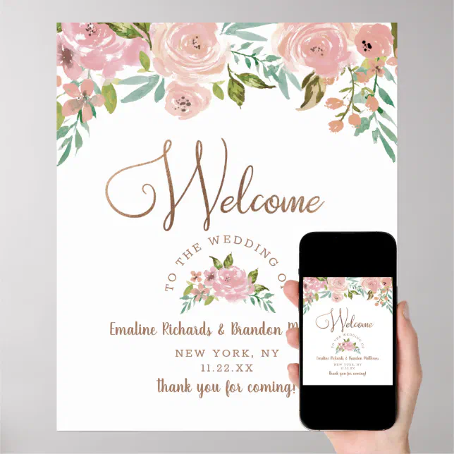 Alluring Rose Vintage Dusty Pink Welcome Sign | Zazzle