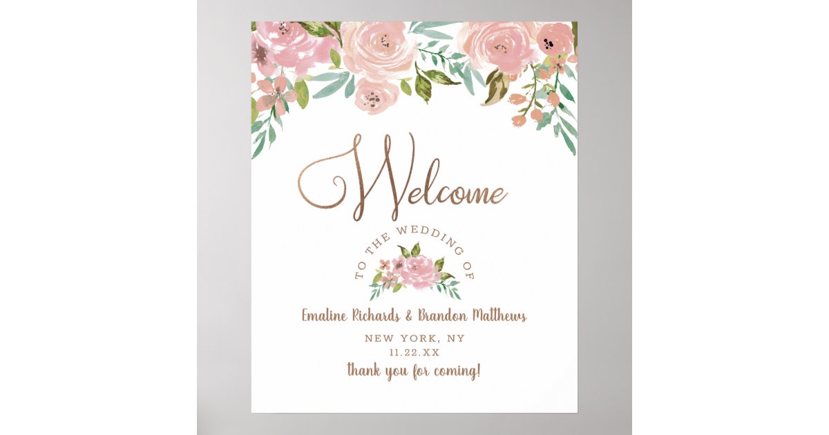 Alluring Rose Vintage Dusty Pink Welcome Sign | Zazzle