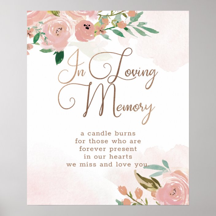 Alluring Rose Vintage Pink In Loving Memory Sign | Zazzle.com