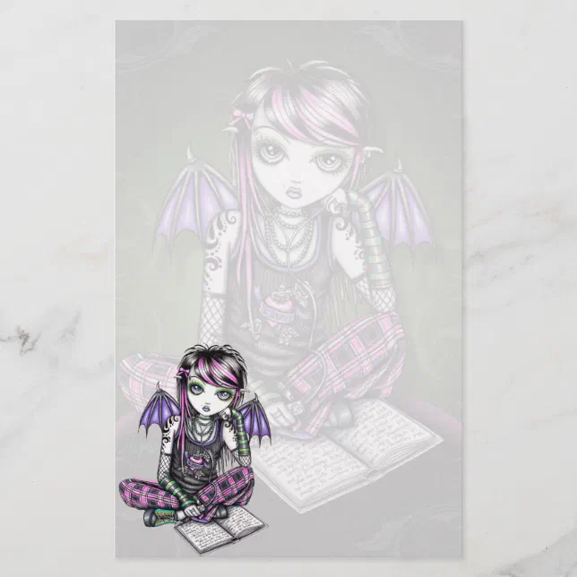 "Ally" Emo School Girl Fairy Art Stationery | Zazzle