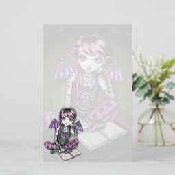 "Ally" Emo School Girl Fairy Art Stationery | Zazzle
