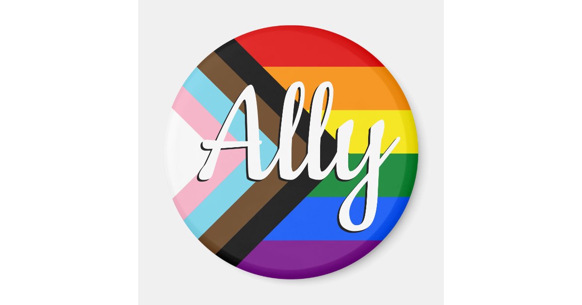 Ally | Progress Pride Flag Magnet | Zazzle